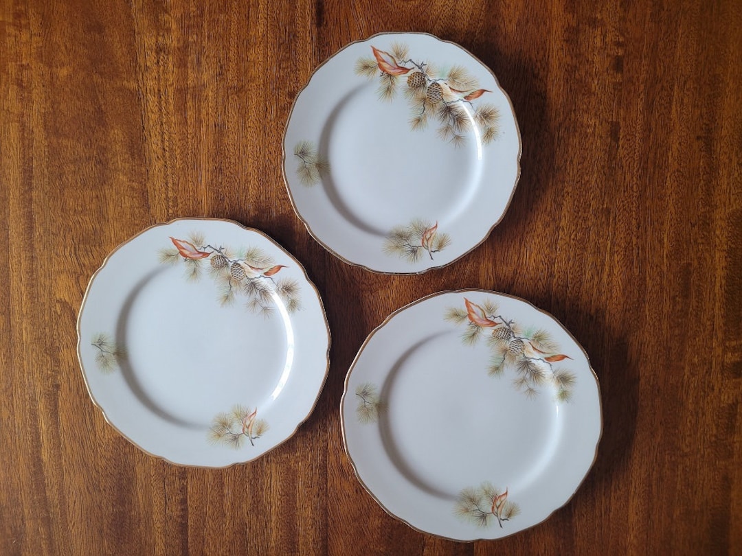 3 Vintage Pine Tree Translucent Dinnerware Pieces Free - Etsy