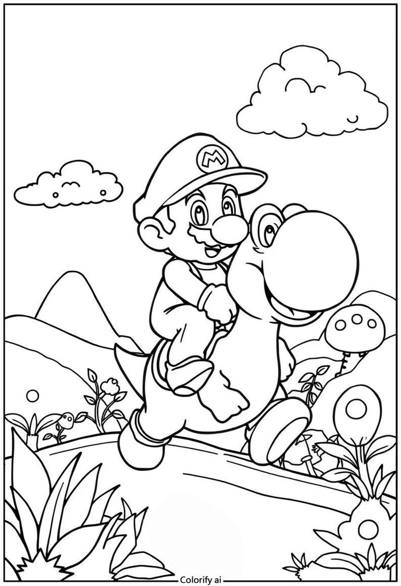 The Legendary Hero Super Mario Adventure Coloring Book, 20 Printable ...