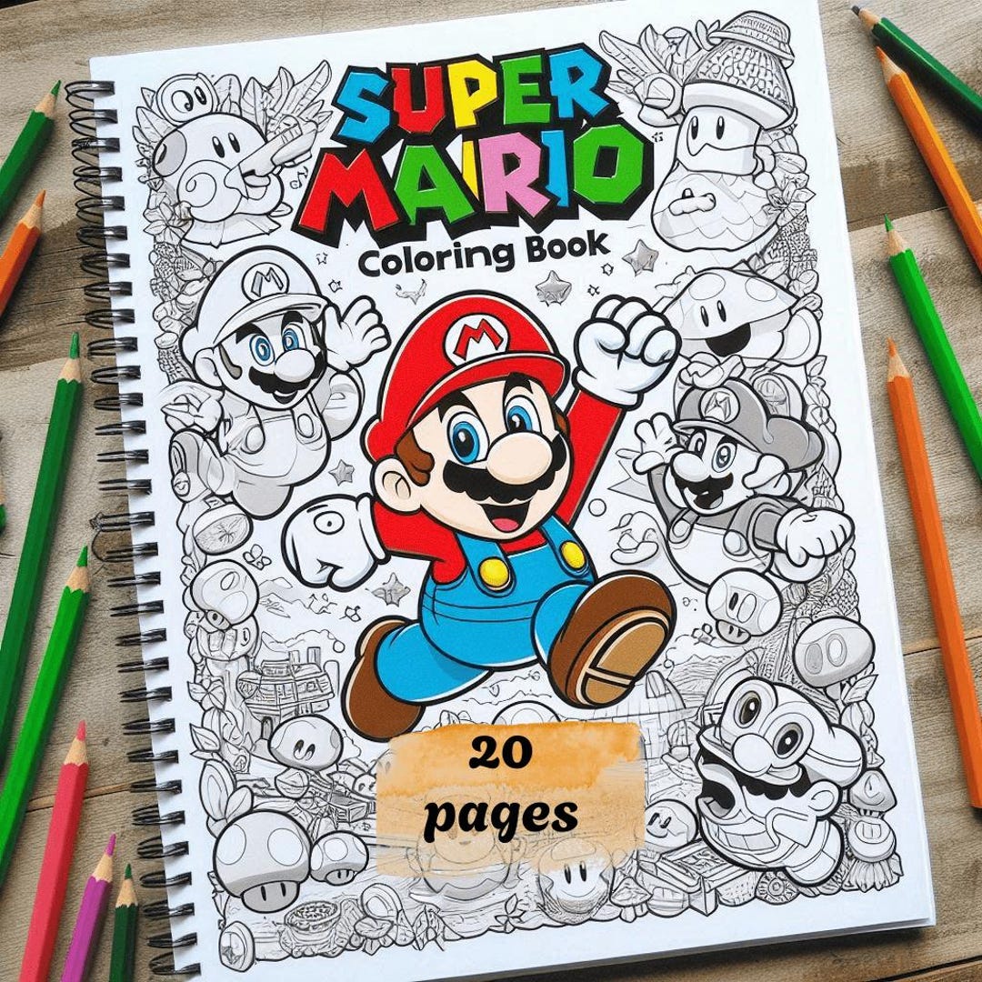 The Legendary Hero Super Mario Adventure Coloring Book, 20 Printable ...