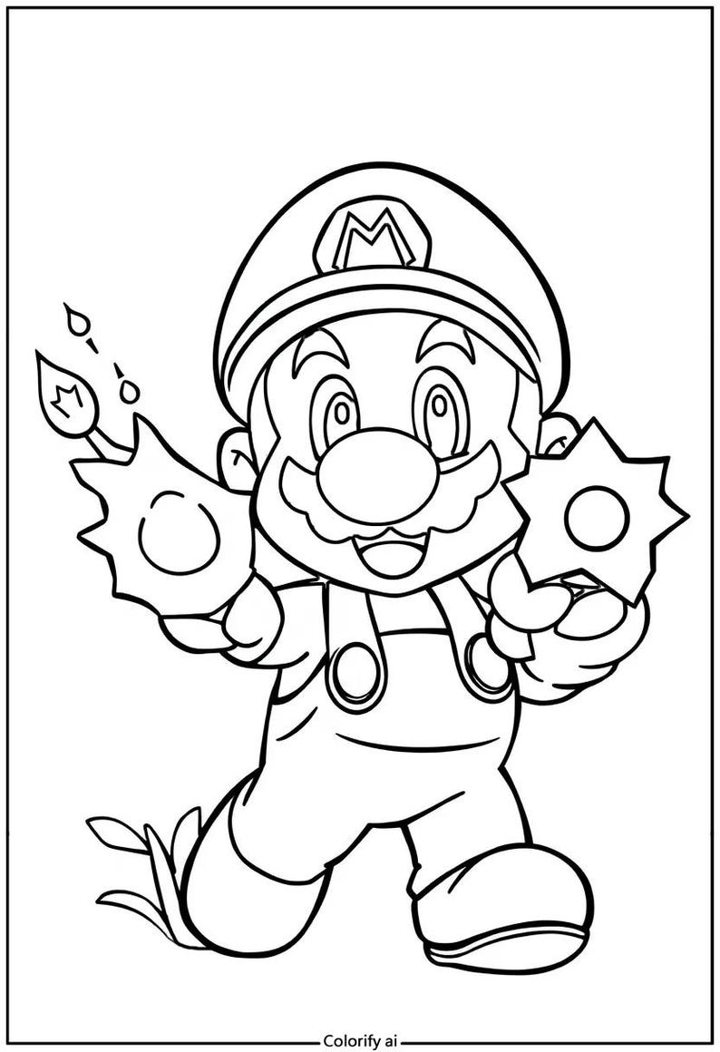 The Legendary Hero Super Mario Adventure Coloring Book, 20 Printable ...