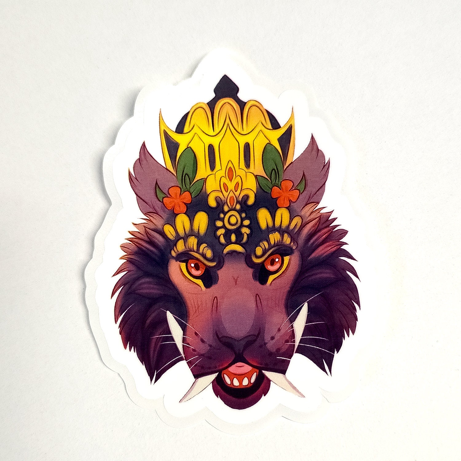 Barong Masked Tiger Face Fantasy Sticker Waterproof - Etsy