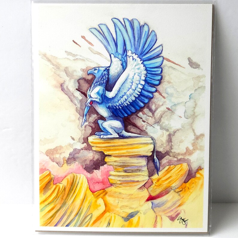 Desert Gryphon Watercolor Painting PRINT Art Print Fantasy Illustration ...