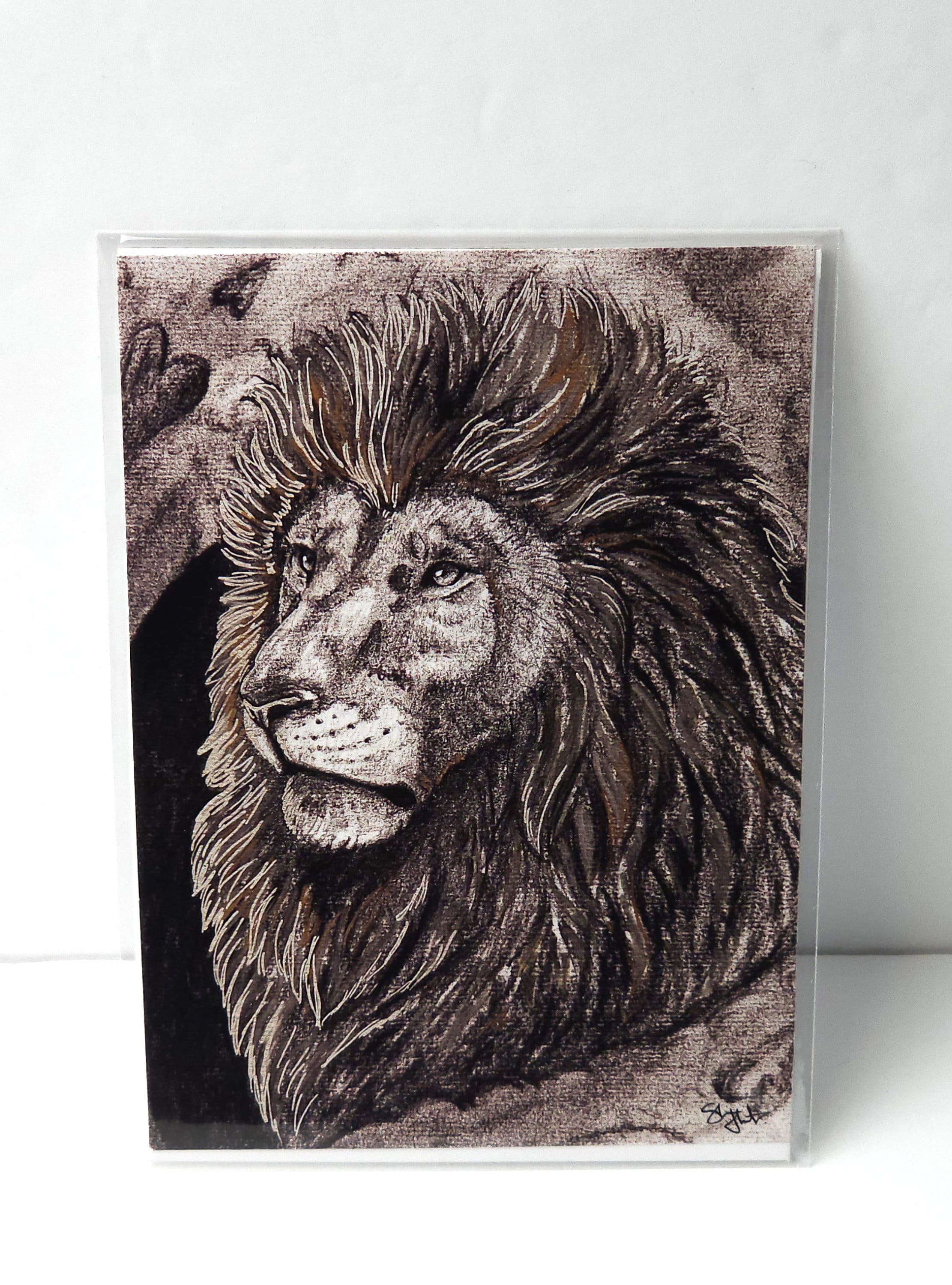 Heart of a Lion Charcoal Drawing PRINT Art Print Wildlife Illustration ...