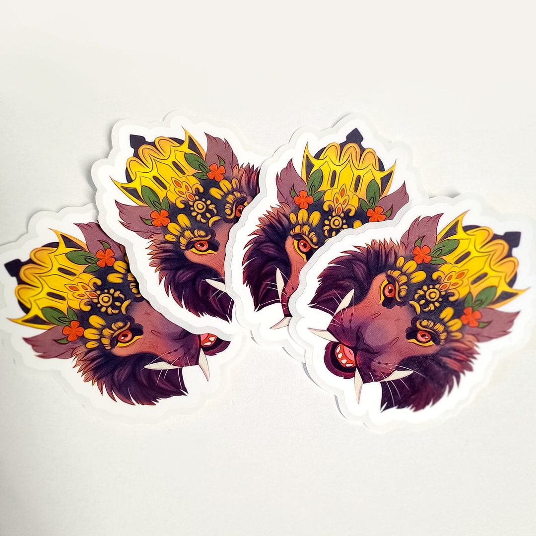 Barong Masked Tiger Face Fantasy Sticker Waterproof - Etsy