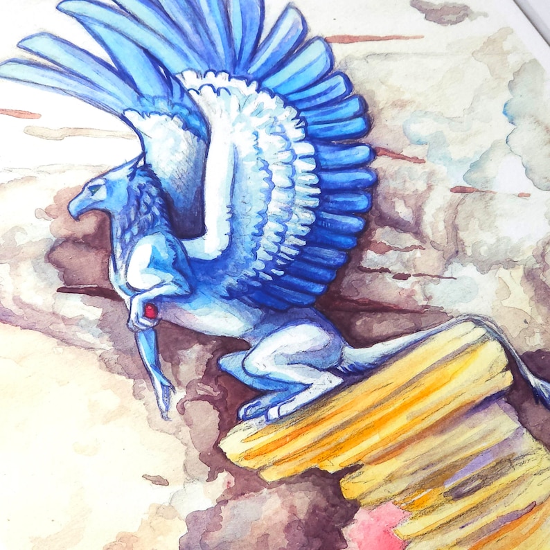 Desert Gryphon Watercolor Painting PRINT Art Print Fantasy Illustration ...