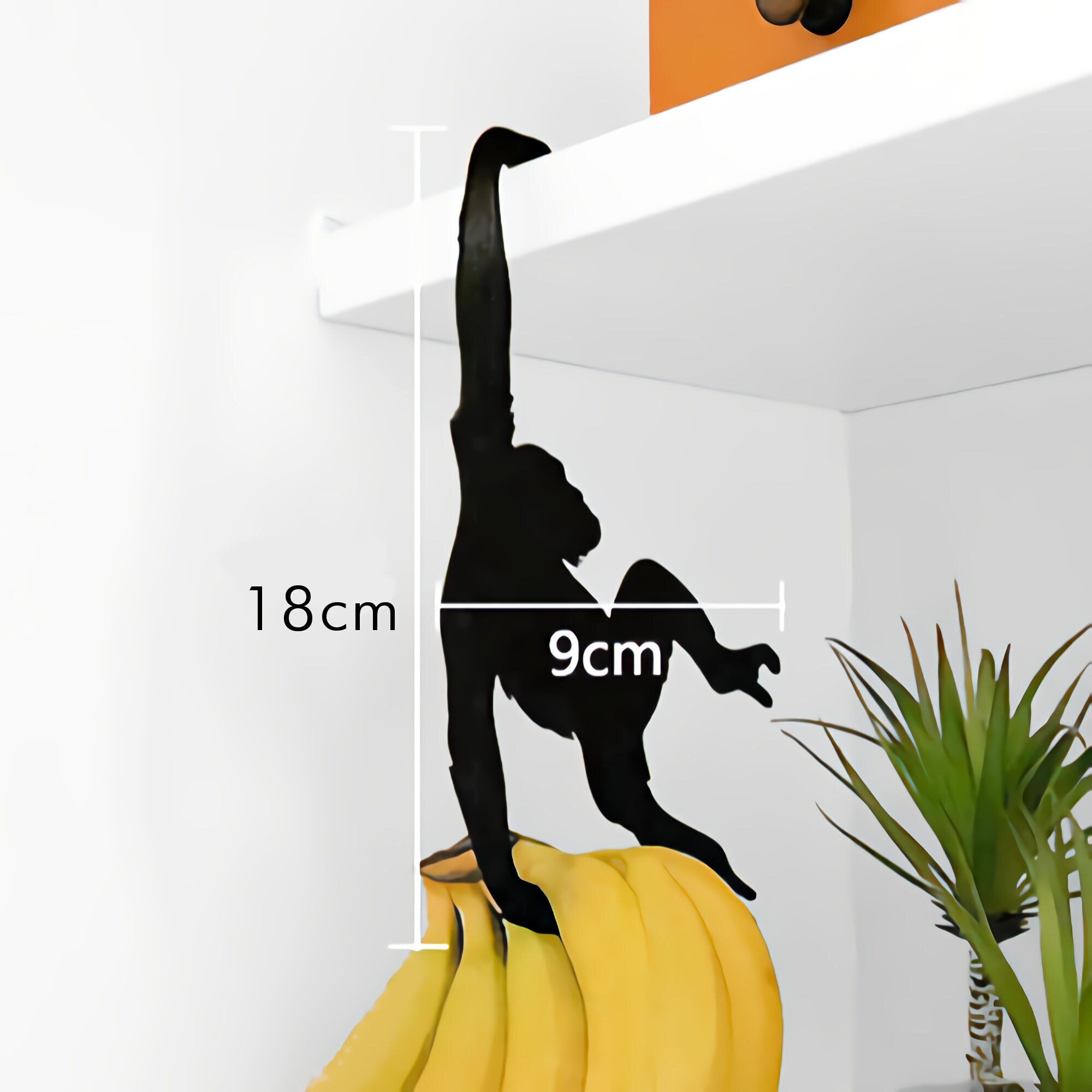 Hanging Kitchen Ape Banana Holder, Black Iron Metal Monkey Shaped ...