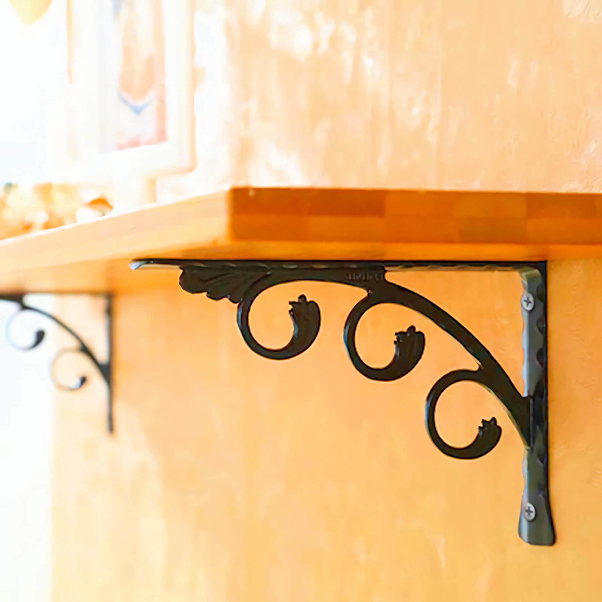 Decorative Iron Shelf Brackets With Swirled Leaf Design. 2 Piece Set ...