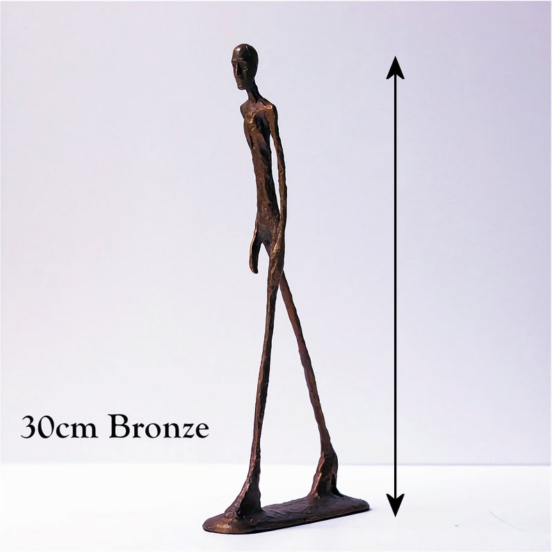 A Walking Man Statue Homage, Solid Bronze Surrealist Art, Blackened or ...