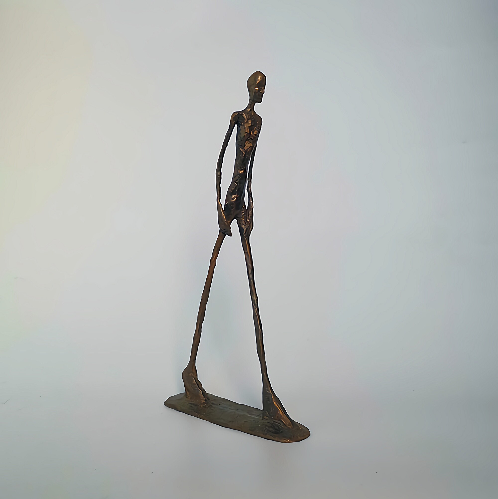 A Walking Man Statue Homage, Solid Bronze Surrealist Art, Blackened or ...