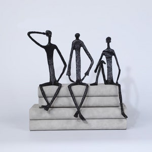 Three Abstract Human Metal Figurines, Metal Art Sculpture Statue ...