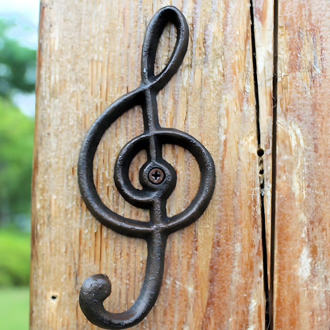 Treble Clef Music Note Hook. Cast Iron Single Black Metal Coat Hooks ...