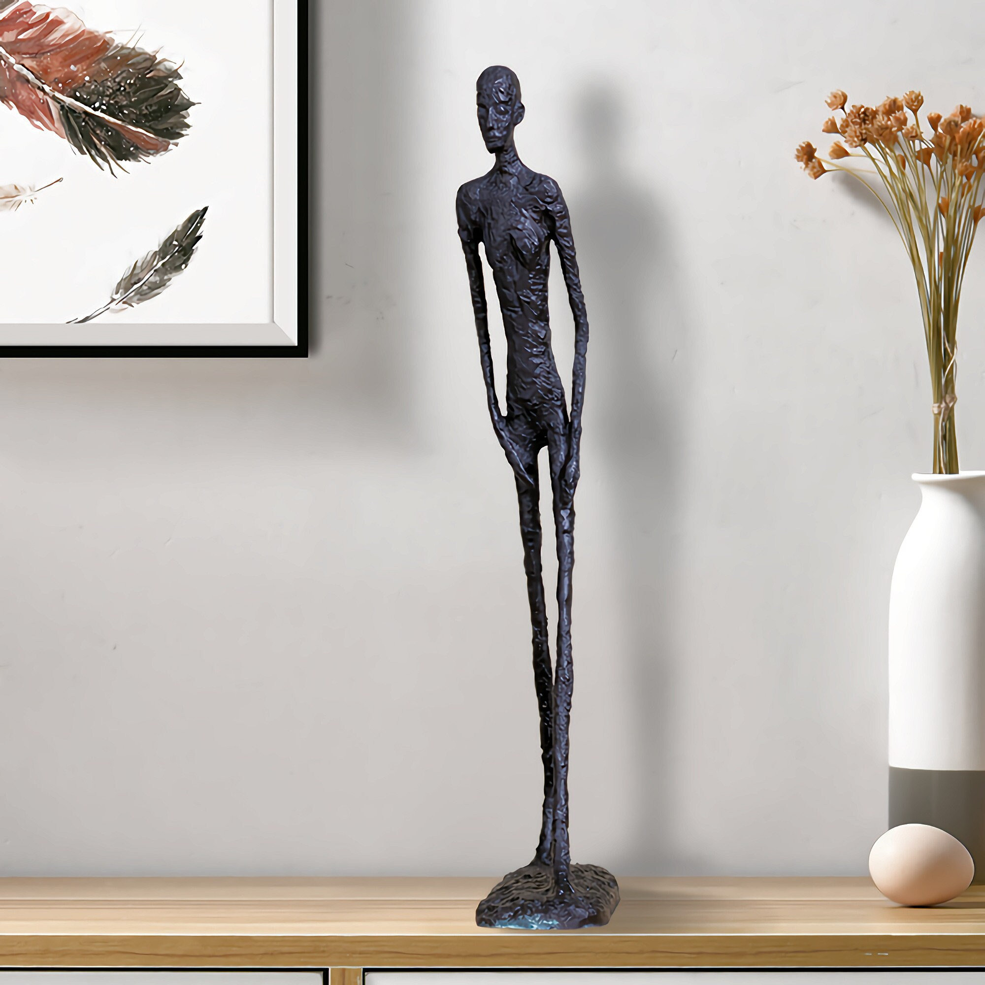 A Walking Man Statue Homage, Solid Bronze Surrealist Art, Blackened or ...