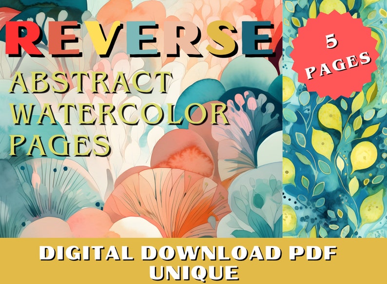 Reverse Coloring Book, 5 Reverse Abstract Coloring Pages for Adults ...