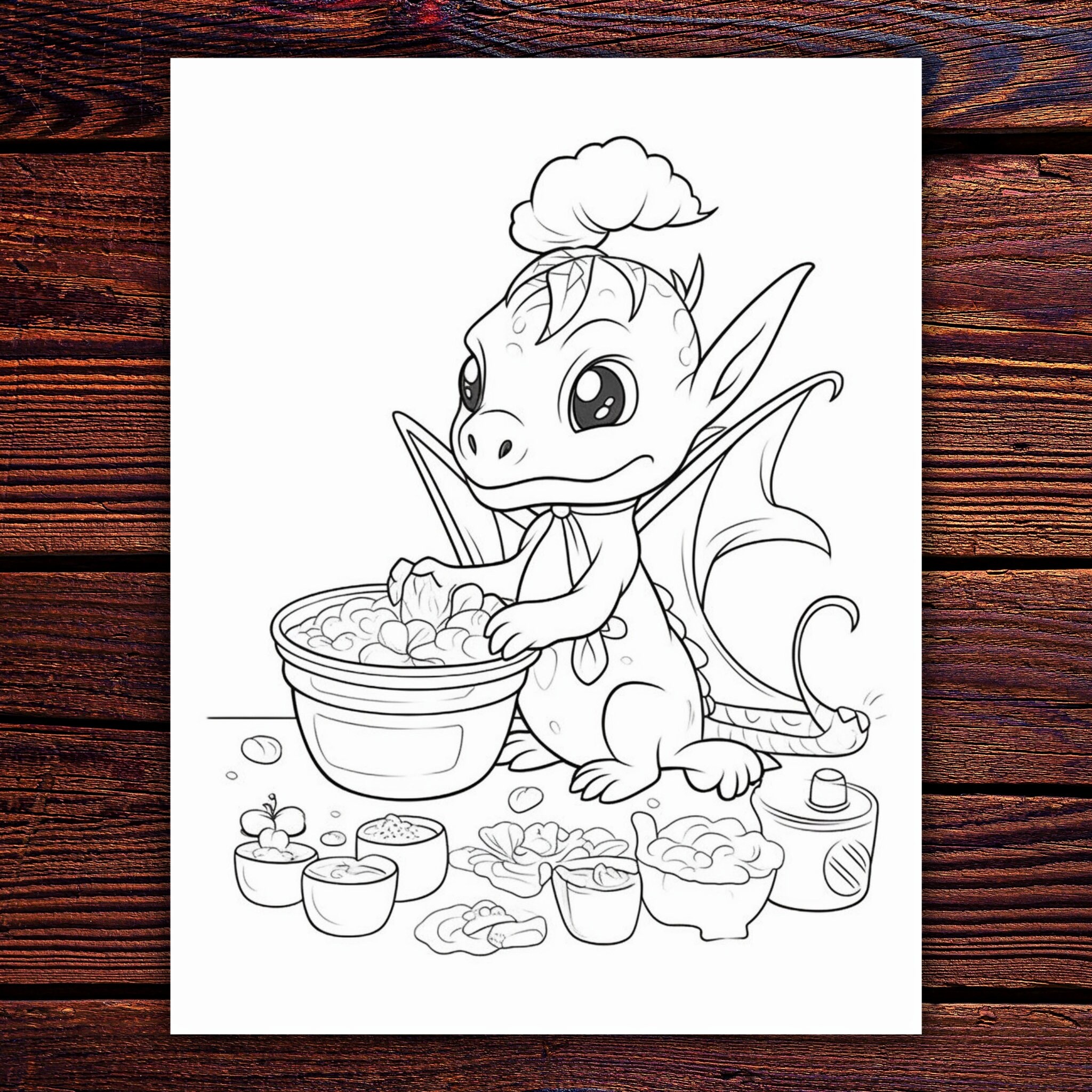 20 Charming Baby Dragon Fantasy Coloring Page Book, for Adults and Kids ...