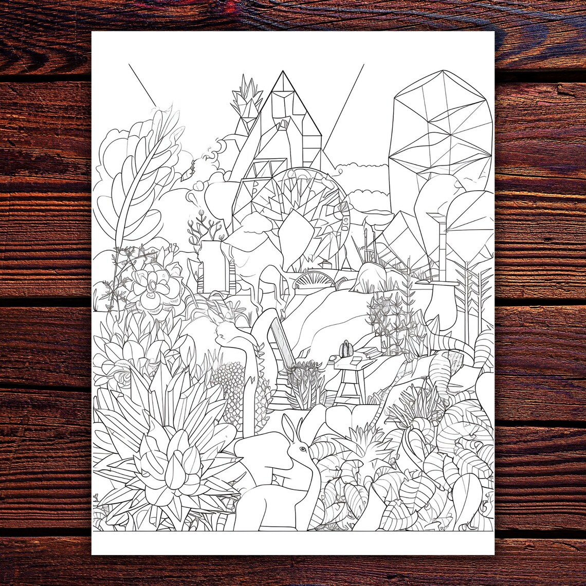 Geometric Dreamscapes Coloring Pages Abstract Patterns & Surreal ...