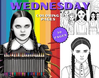 Wednesday Addams Coloring Pages Instant Digital Print PDF Part6 - Etsy