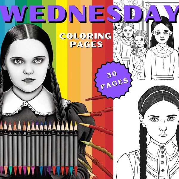 Wednesday Printable Coloring Pages - Etsy