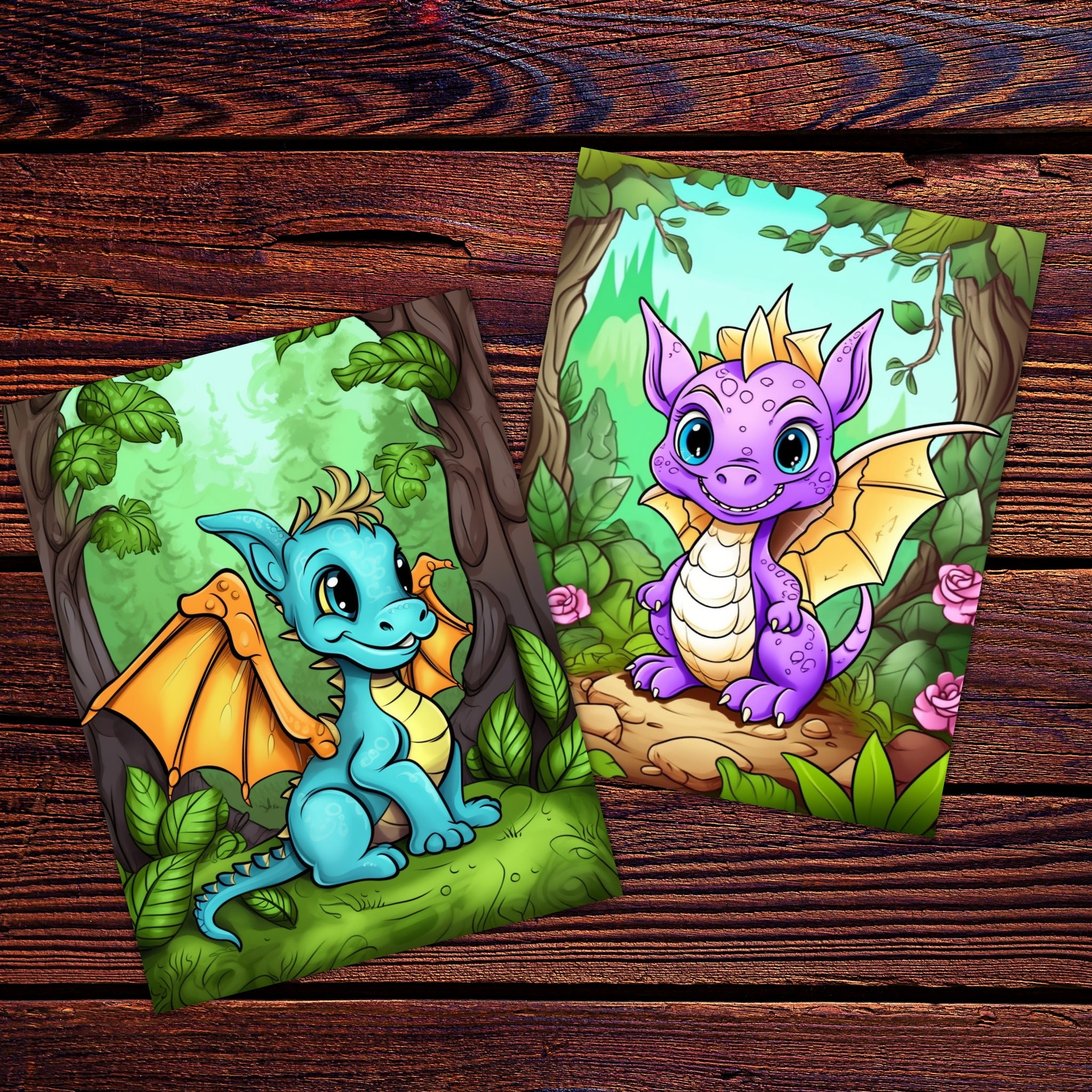 20 Charming Baby Dragon Fantasy Coloring Page Book, for Adults and Kids ...