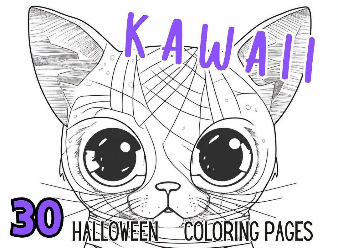 Kawaii Halloween Coloring Pages 30 Spooky-cute Printable - Etsy