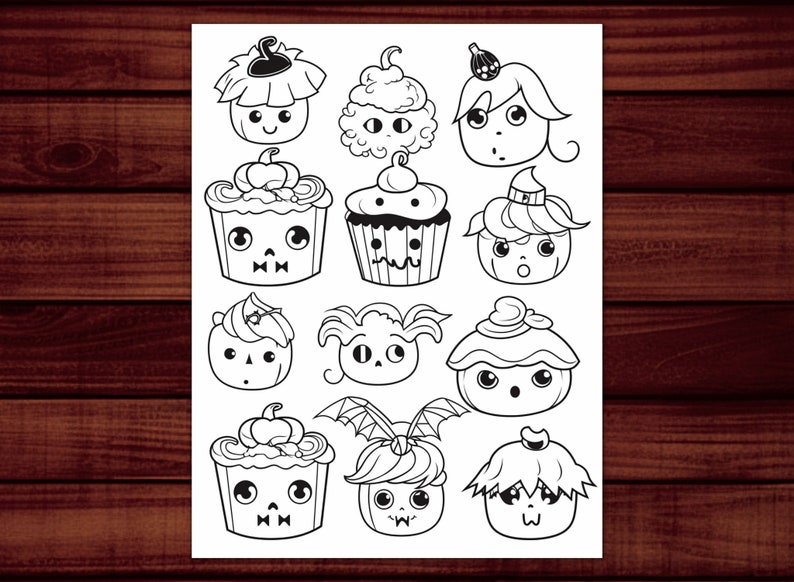Kawaii Halloween Coloring Pages 30 Spooky-cute Printable - Etsy
