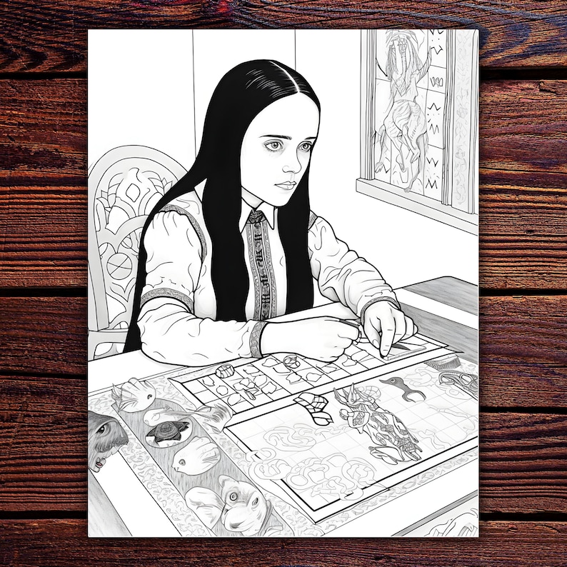 Best Wednesday Addams Coloring Pages Gothic Printable PDF Addams Family ...