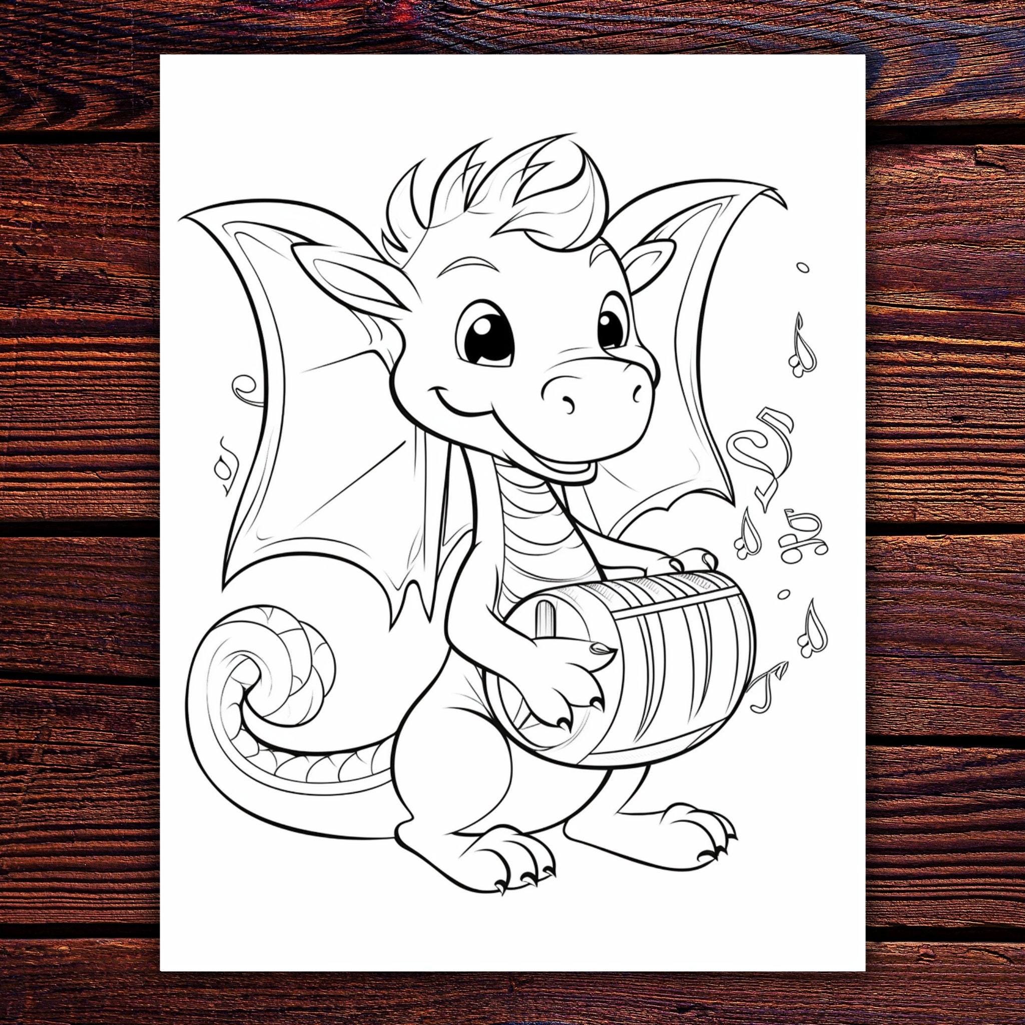 20 Charming Baby Dragon Fantasy Coloring Page Book, for Adults and Kids ...