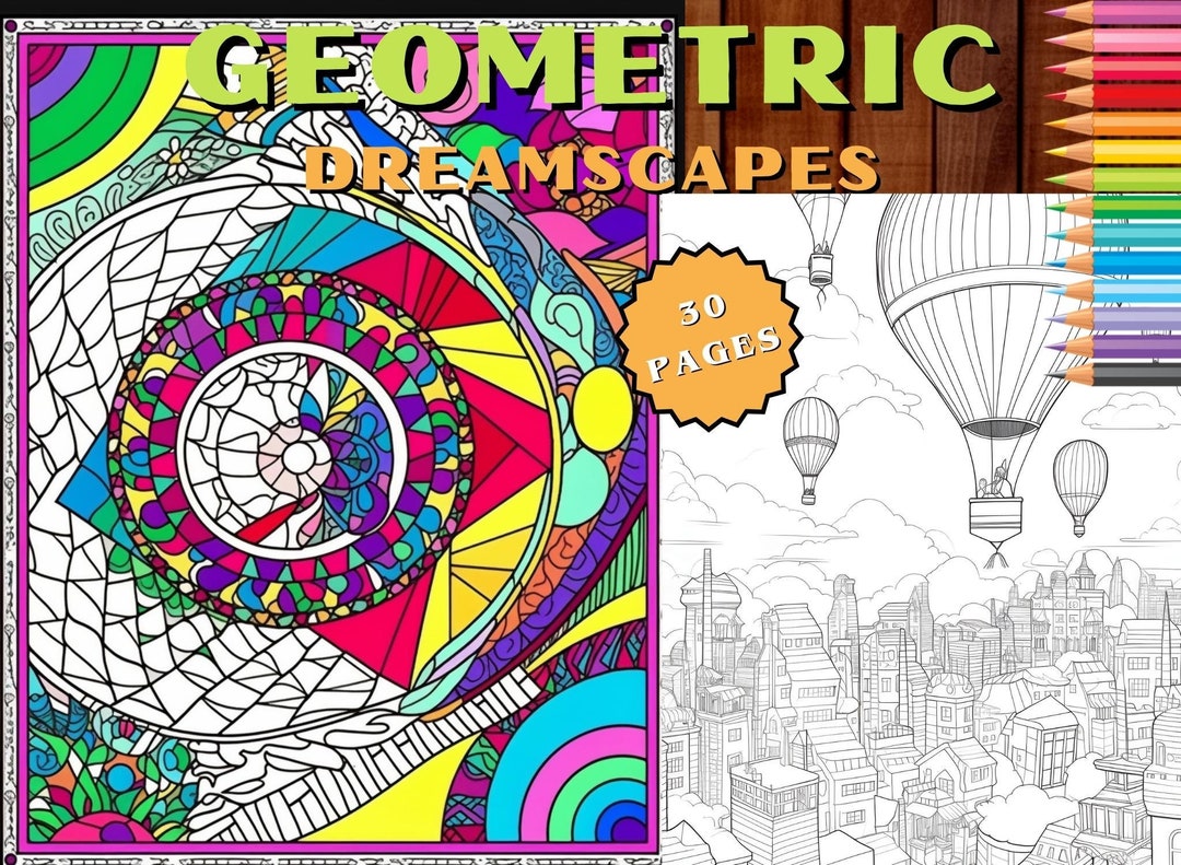 Geometric Dreamscapes Coloring Pages Abstract Patterns & Surreal ...
