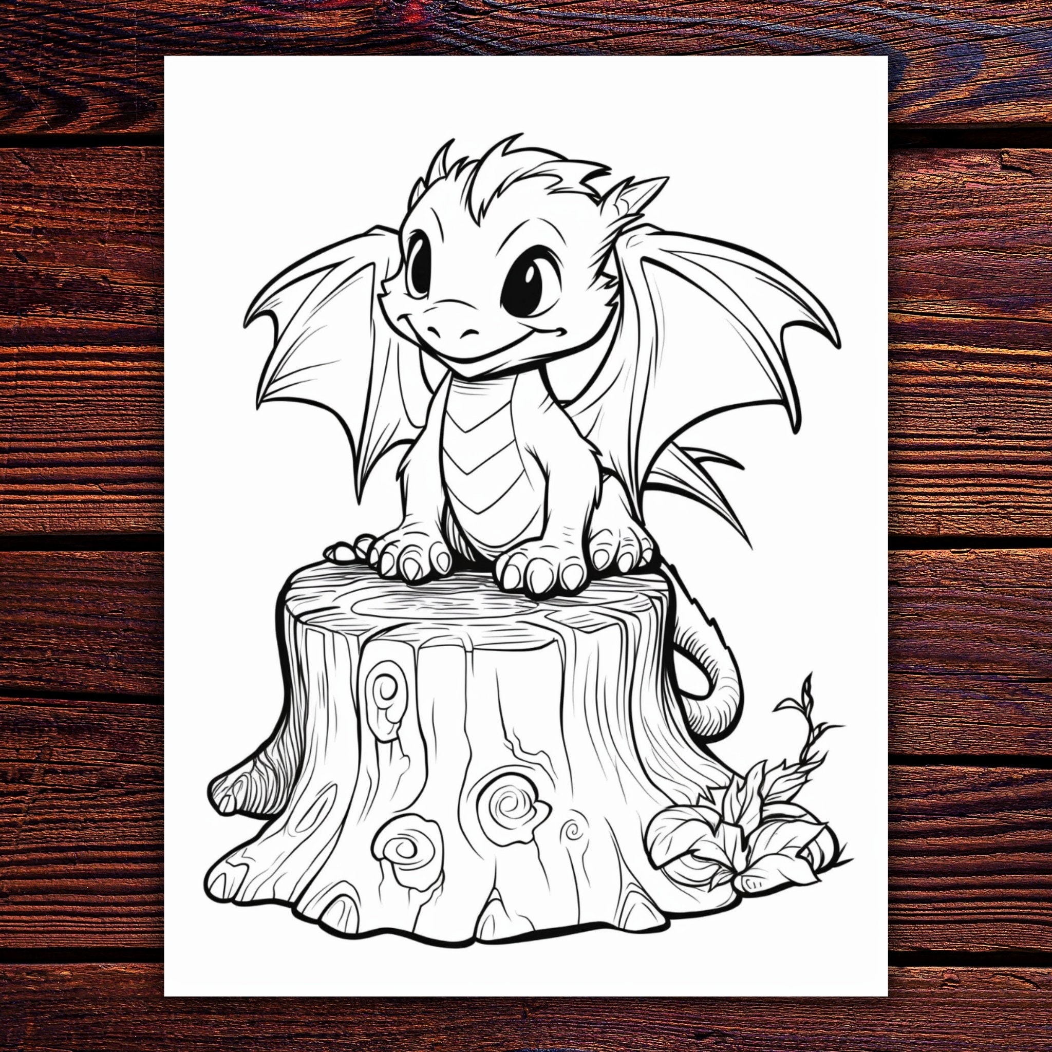 20 Charming Baby Dragon Fantasy Coloring Page Book, for Adults and Kids ...