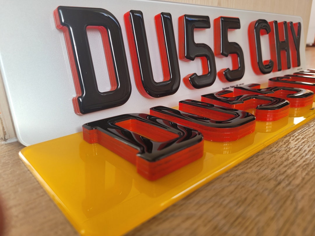 9mm Neon Red 4D With Black Gel Car Number Plates - Etsy UK
