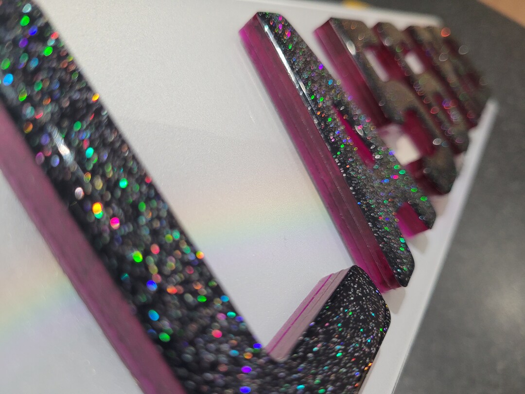 9mm Neon Purple 4D With Glitter Gel Car Number Plates - Etsy