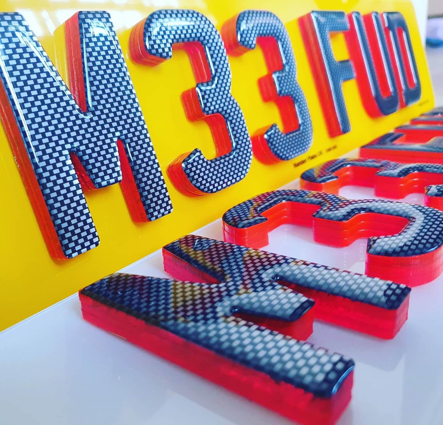 9mm Neon Red 4D With Carbon Gel Car Number Plates - Etsy UK