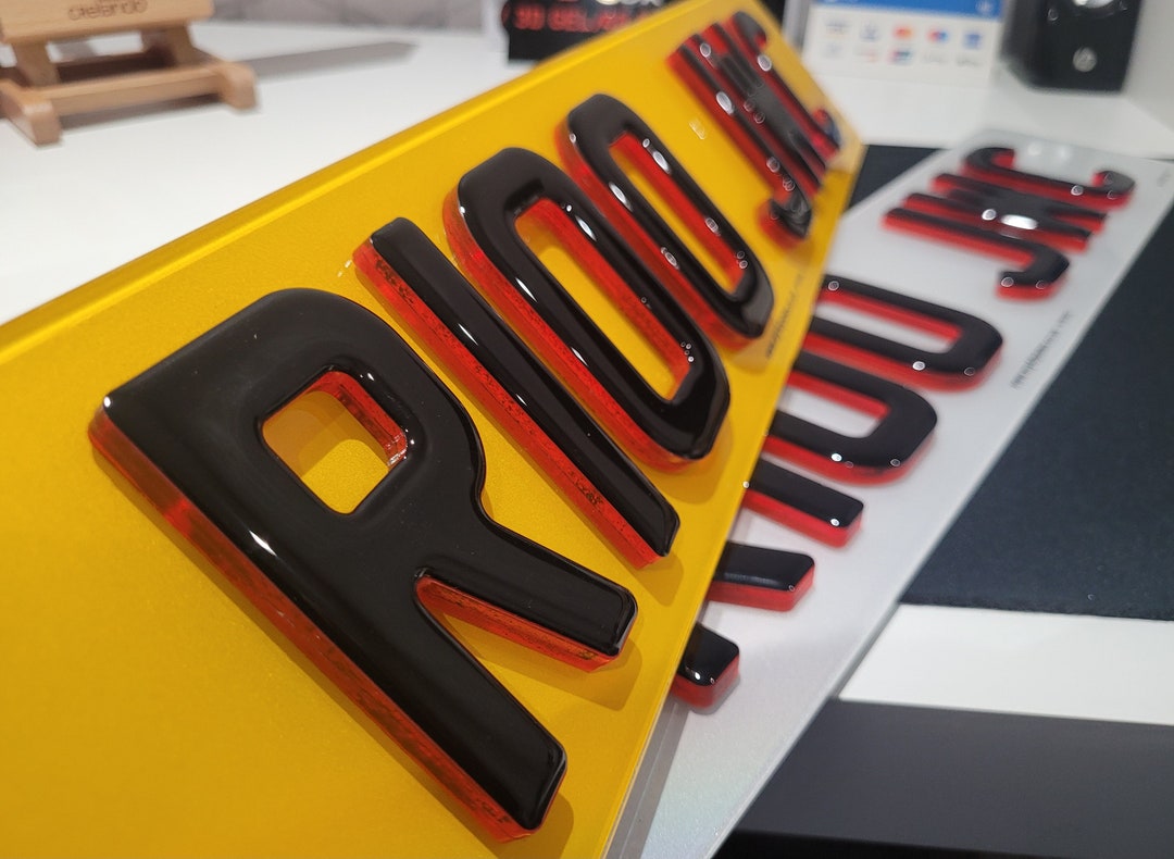 6mm Neon Red 4D With Black Gel Car Number Plates - Etsy UK