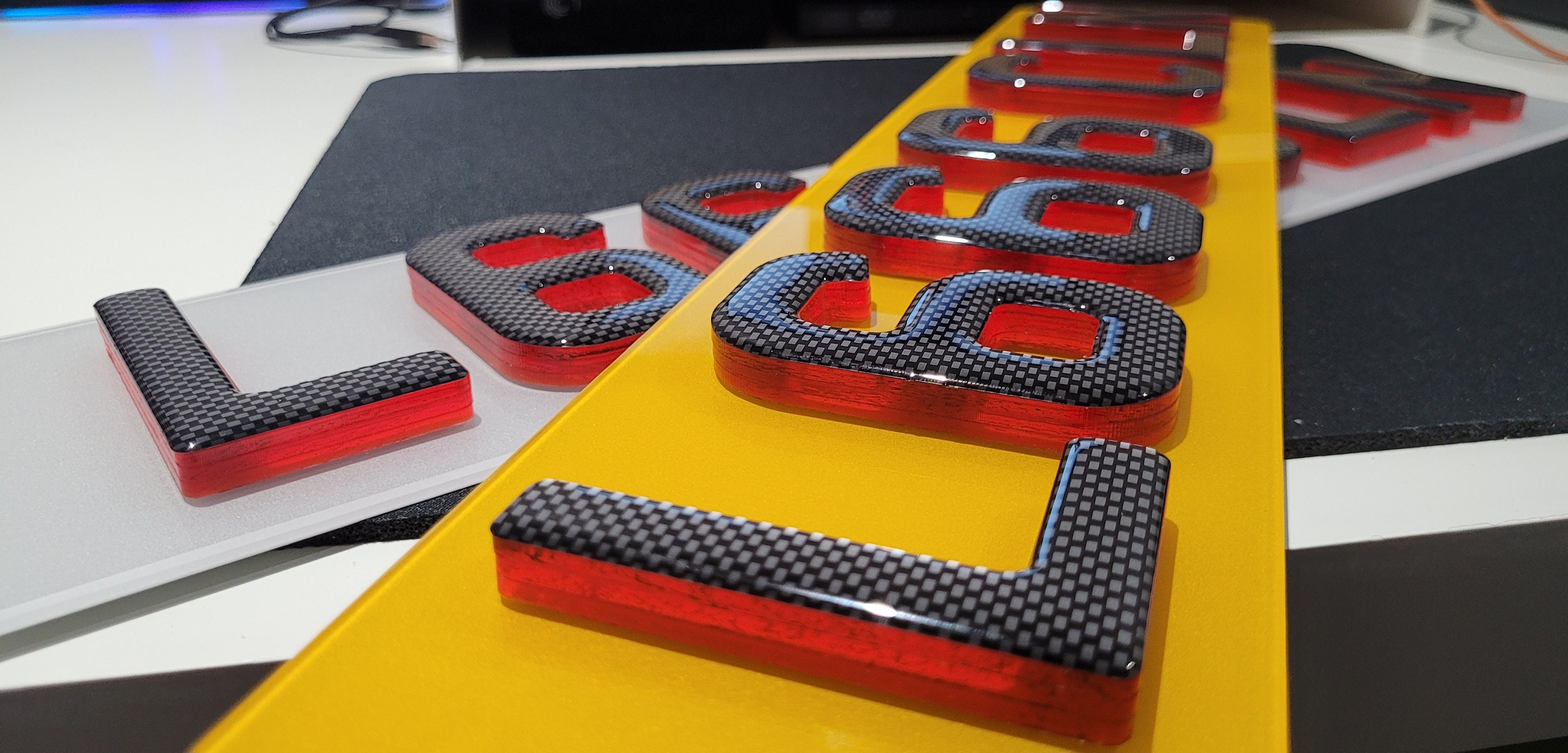 9mm Neon Red 4D With Carbon Gel Car Number Plates - Etsy UK