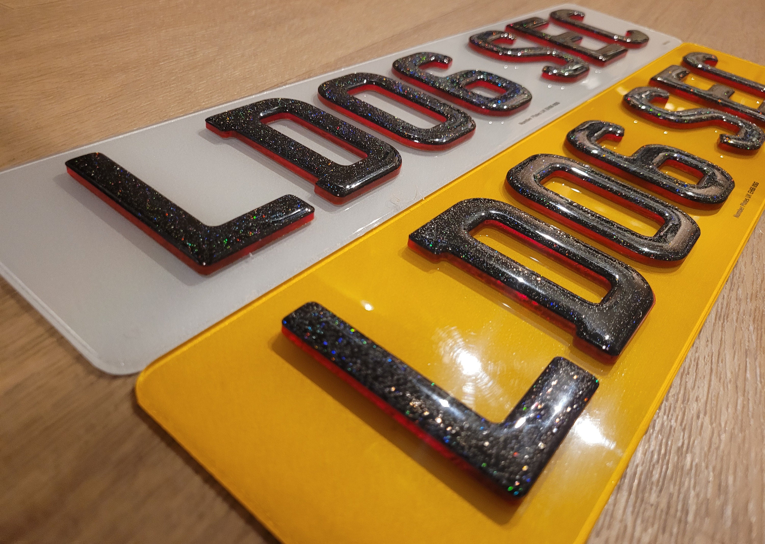 3mm Neon Red 4D With Glitter Gel Car Number Plates - Etsy UK