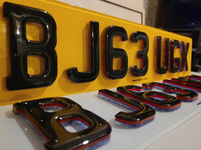6mm Neon Blue & Neon Red 4D With Black Gel Car Number Plates - Etsy UK