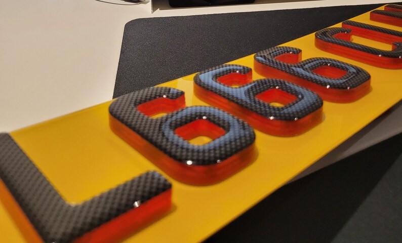 9mm Neon Red 4D With Carbon Gel Car Number Plates - Etsy UK
