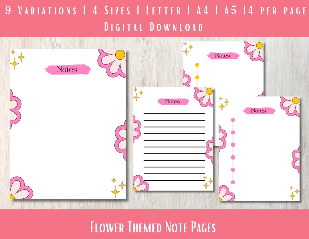 Notes Page Printable, Lined Notes Template, Note Taking, Writing Paper ...