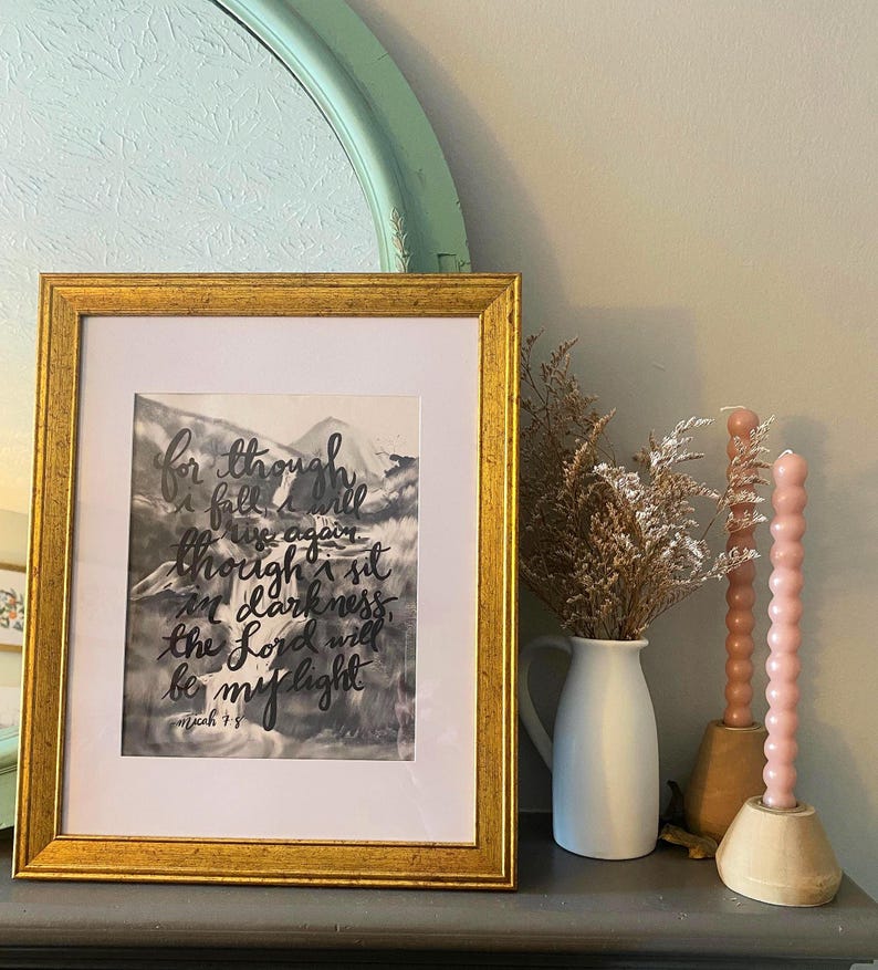 Micah 7:8 Scripture Lettering Wall Decor Bible Verse Art Poster Art ...