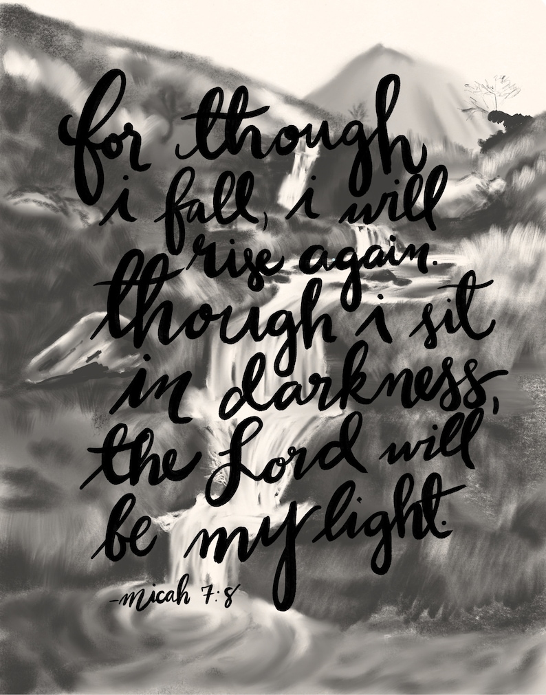 Micah 7:8 Scripture Lettering Wall Decor Bible Verse Art Poster Art ...