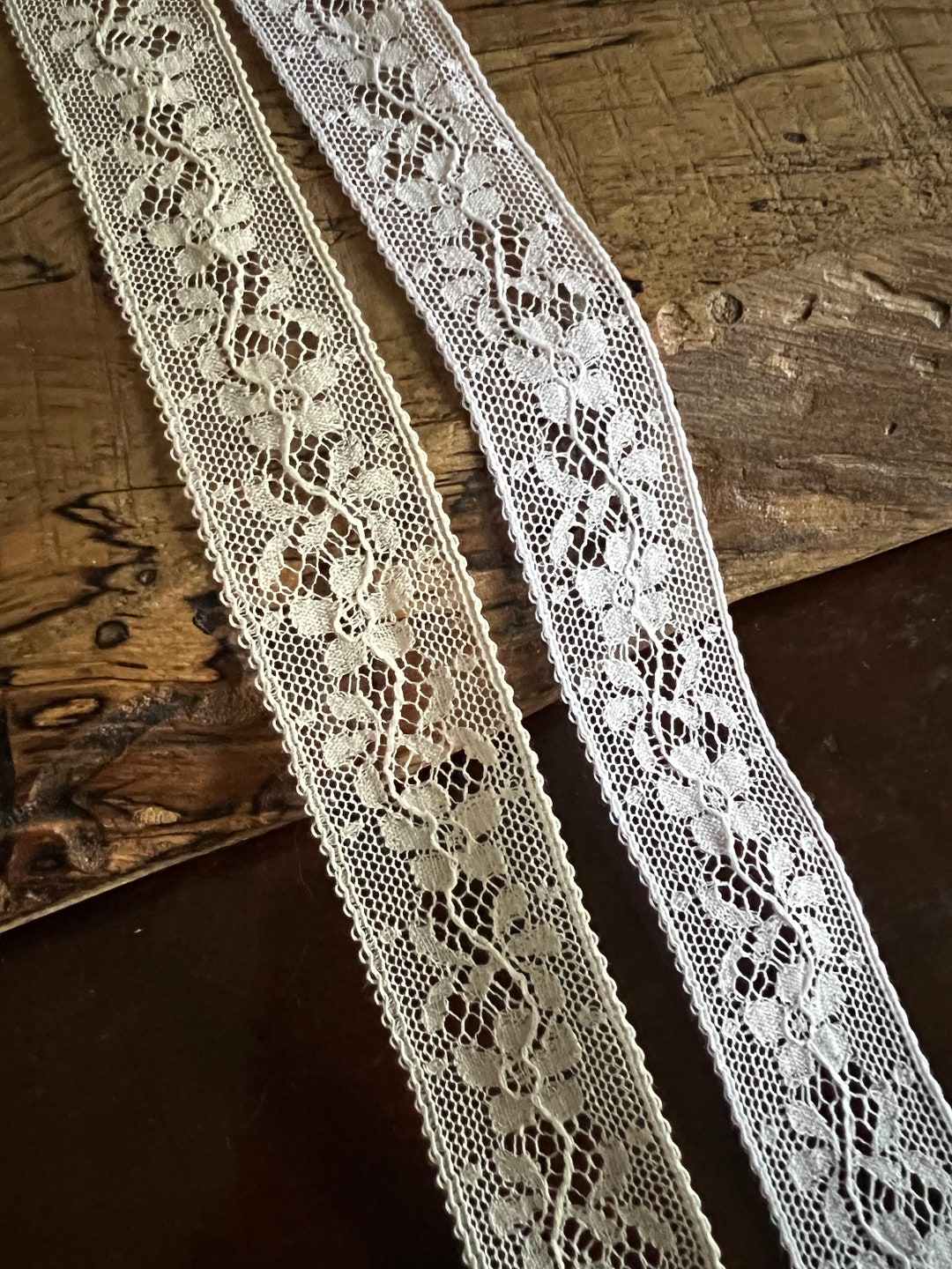 White Ecru French Val Insertion Lace 1" Wide With Flowers Heirloom Sewing Cotton Lace - Etsy