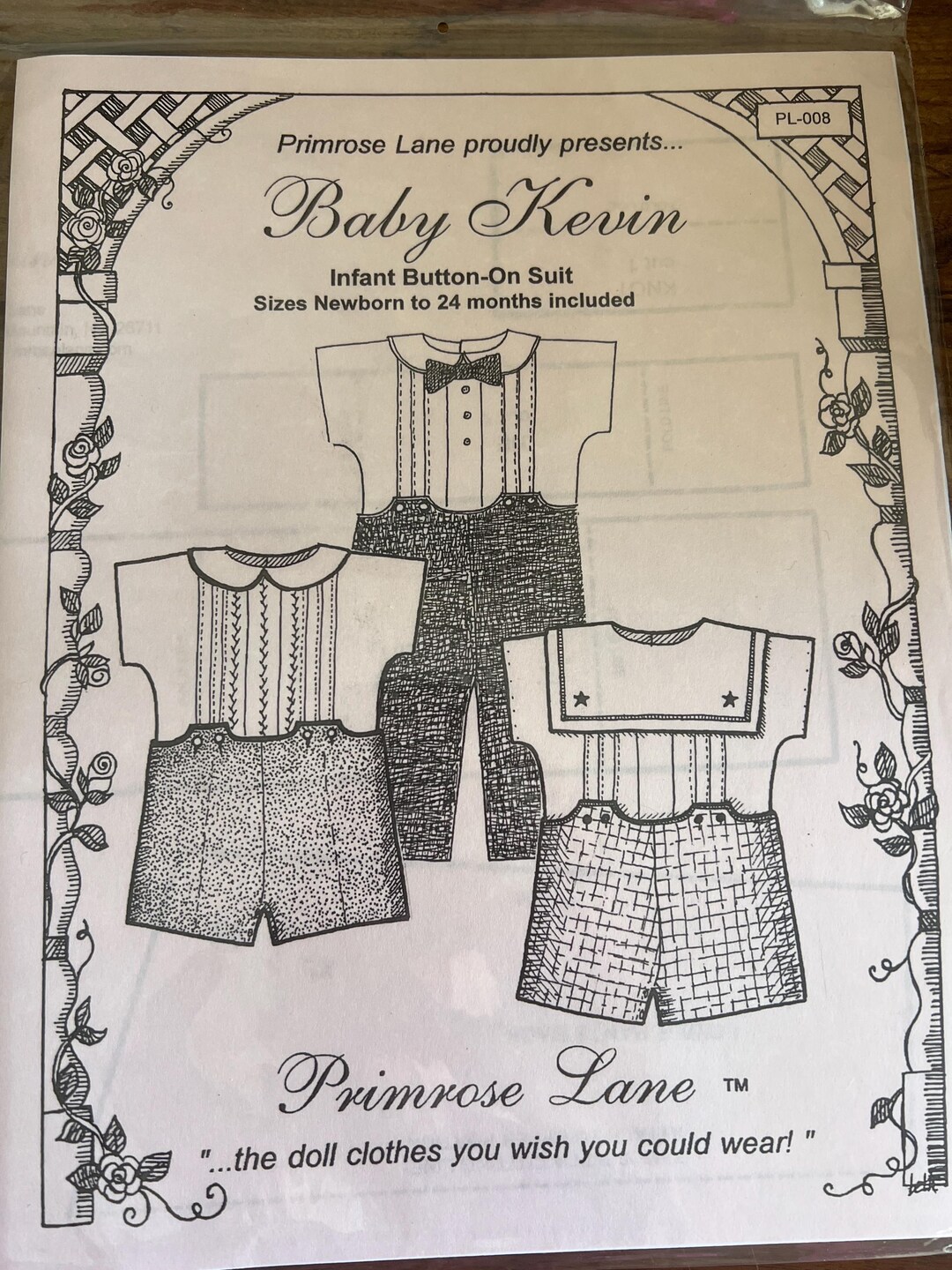 Primrose Lane Baby Kevin Sewing Pattern Button on Suit Newborn -24 Mo ...