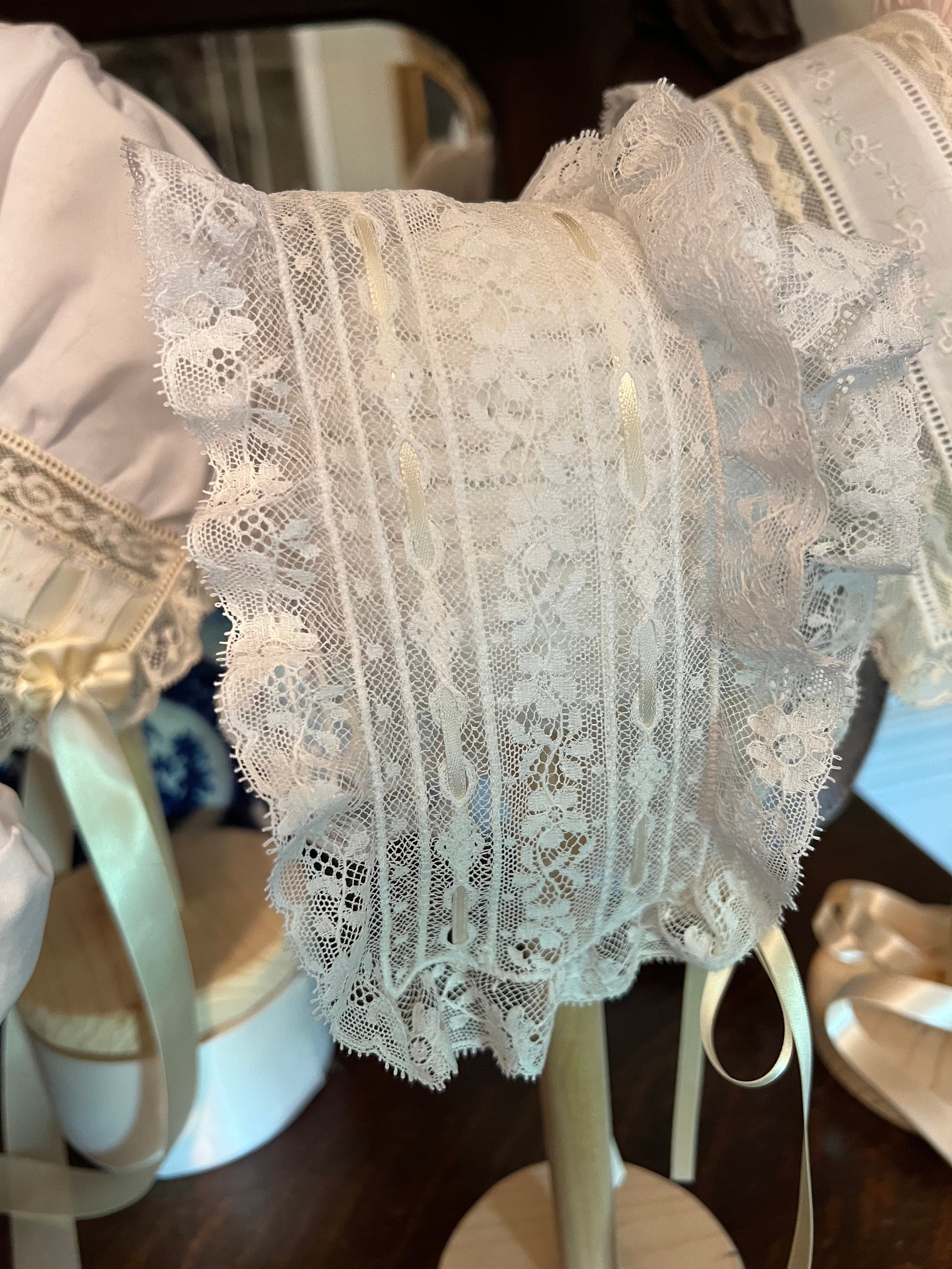 White or Ecru French Val Insertion Lace 3/8" Wide With Polka Dots ...