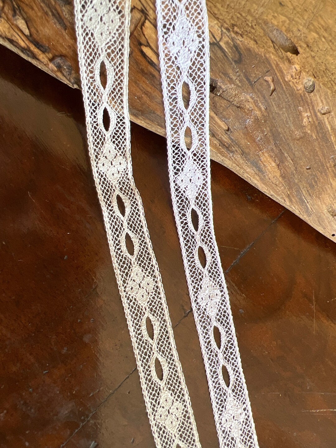 French Val Beading Insertion Lace White Ecru 5/8" Wide Uses 1/8" Ribbon Heirloom Sewing Notions ...