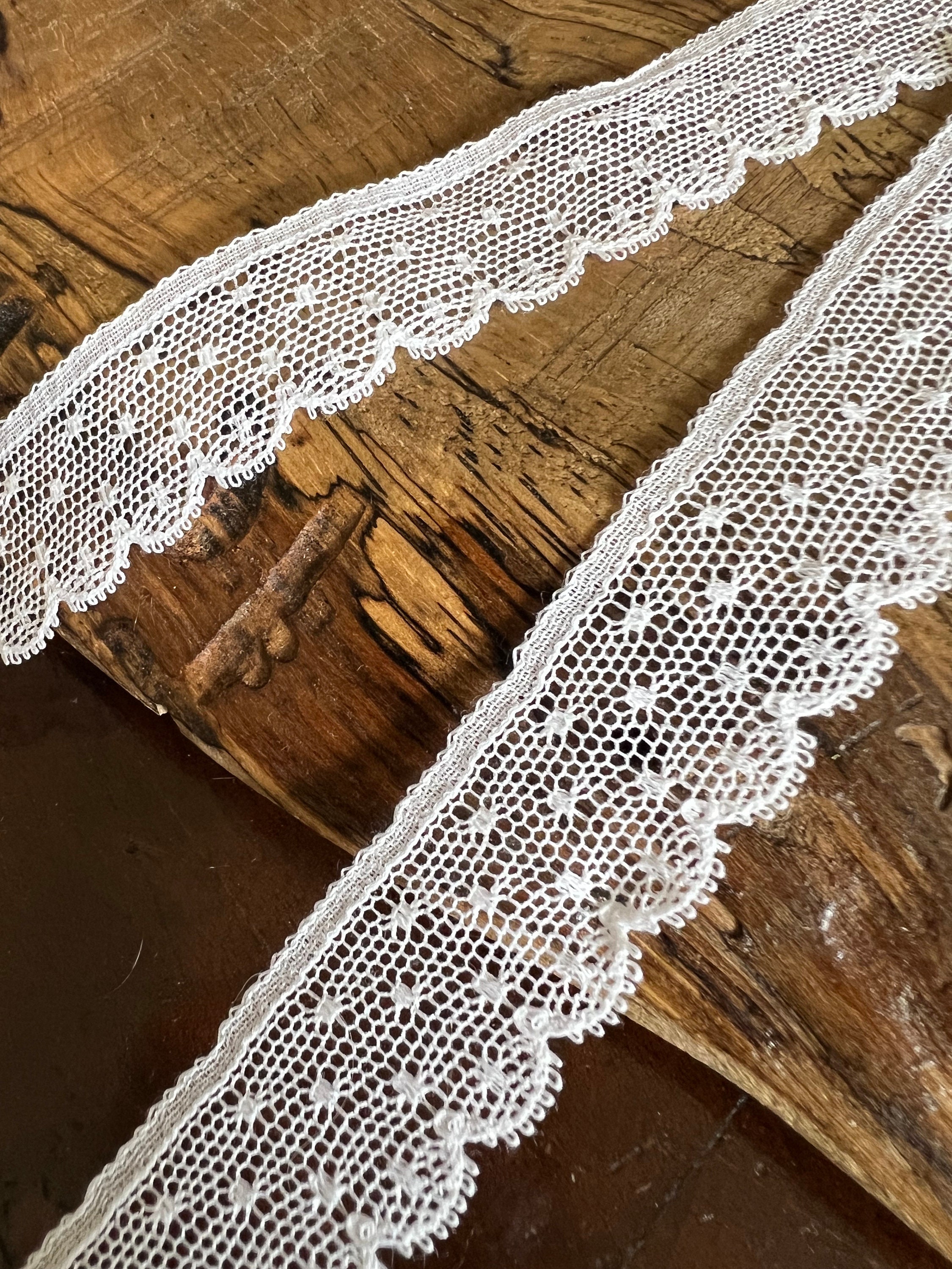 White and Ecru French Val Edging Lace With Dots 7/8" and 1 1/2" Wide ...