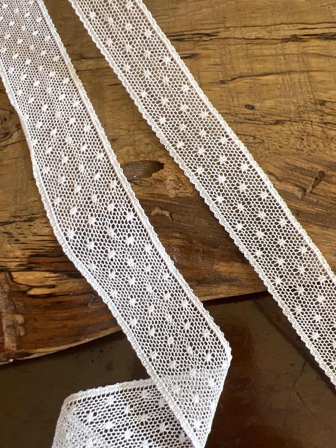 White French Val Insertion Lace With Dots 3/4" and 1" Wide Heirloom ...