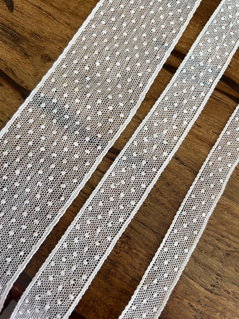 White French Val Insertion Lace With Dots 3/4", 1", and 2 1/8" Wide ...