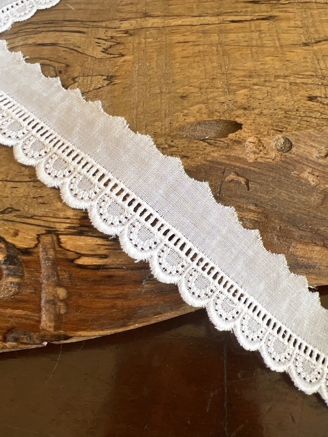 White Swiss Entredeux Scalloped Edging 1" Wide Heirloom Sewing Notion ...