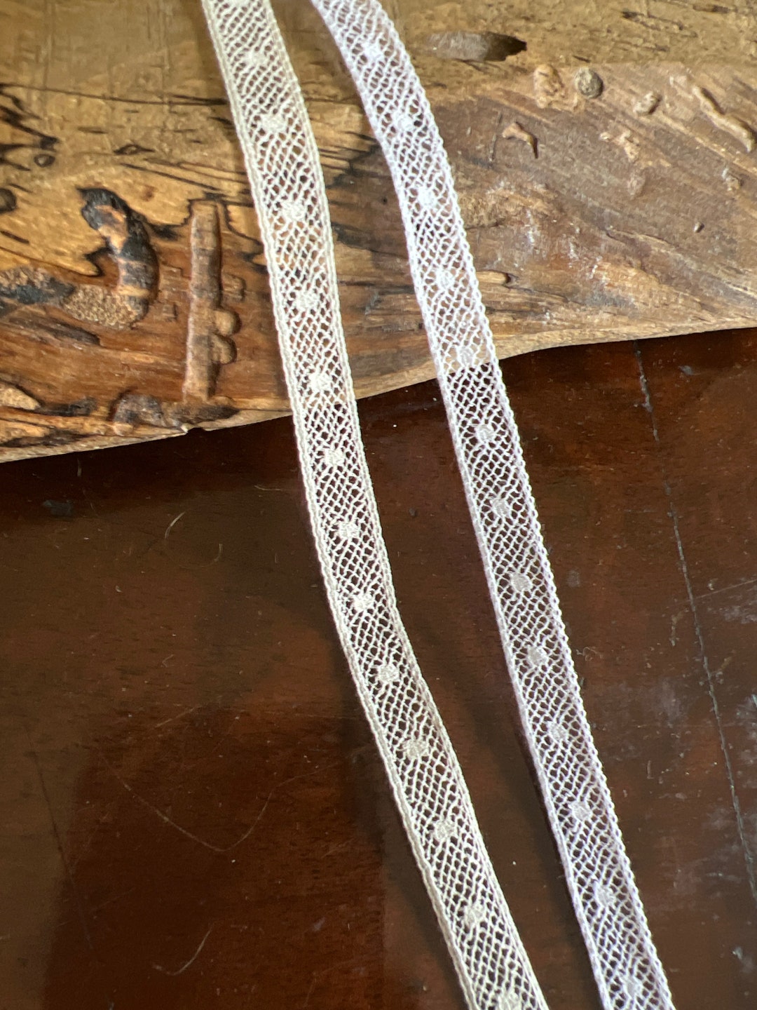 White or Ecru French Val Insertion Lace 3/8" Wide With Polka Dots ...