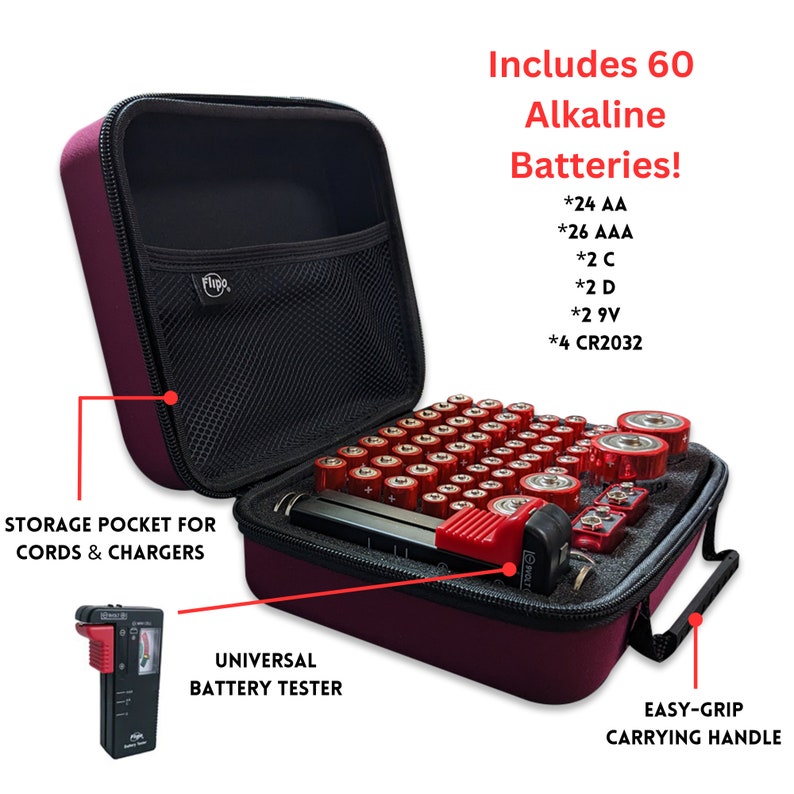 Battery Storage Case - 60 Batteries Included - Etsy