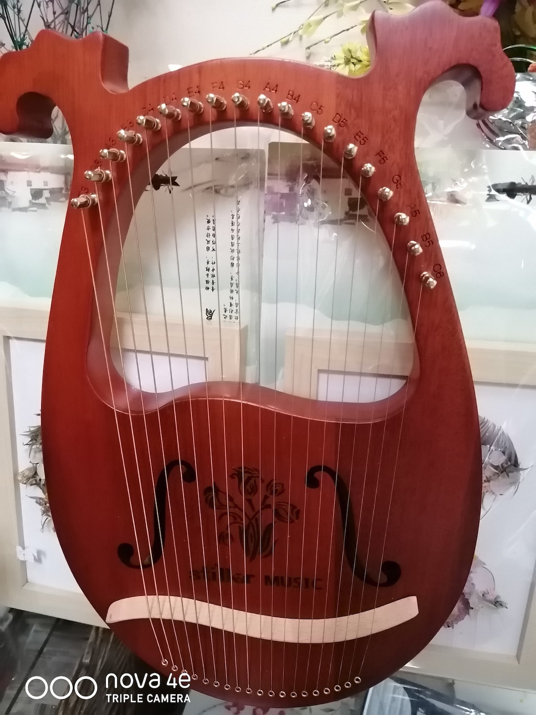 16/19 String Mountain Lyre, Mahogany Lyre, Wooden Stringed Instrument ...